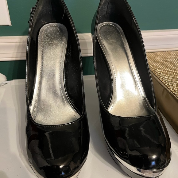 Shiekh | Shoes | Sheikh Black Heel With Chrome Tip | Poshmark
